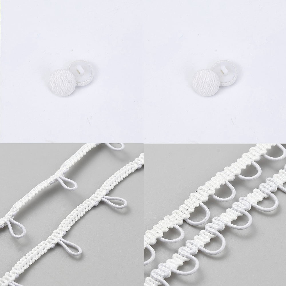2 Pcs 9 Yards White Elastic Braid Fringe Tassel Buttonhole Loops Trim ...