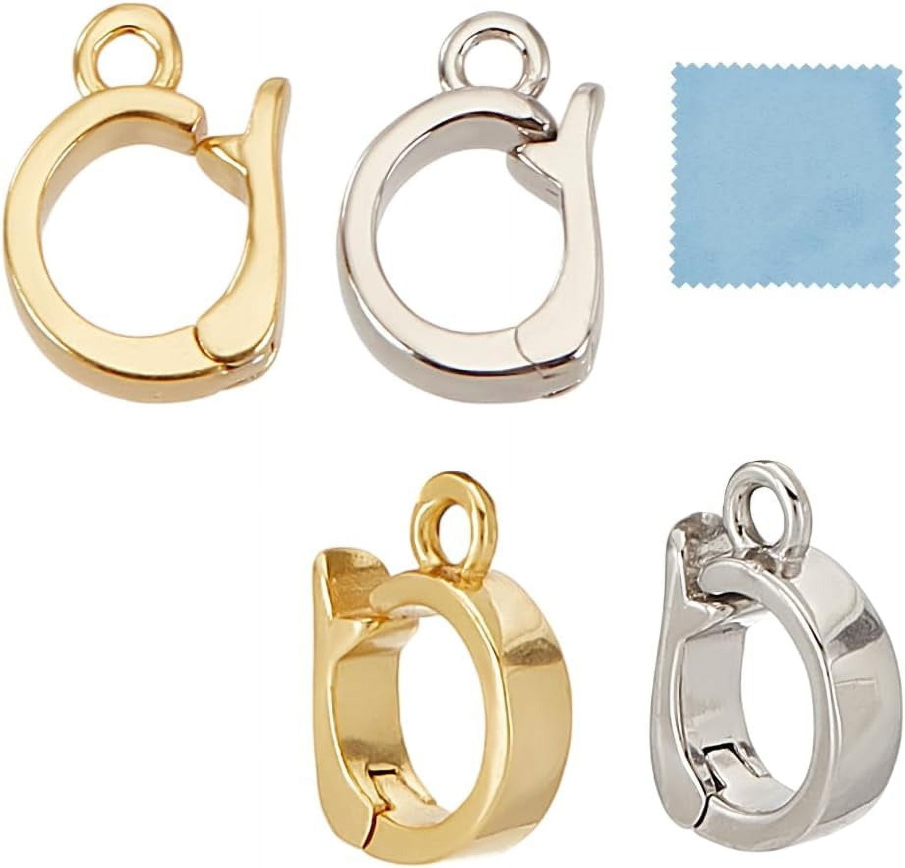 2 Pcs 925 Sterling Silver Fold Over Clasps 10mm D-Shape Extender Clasps ...