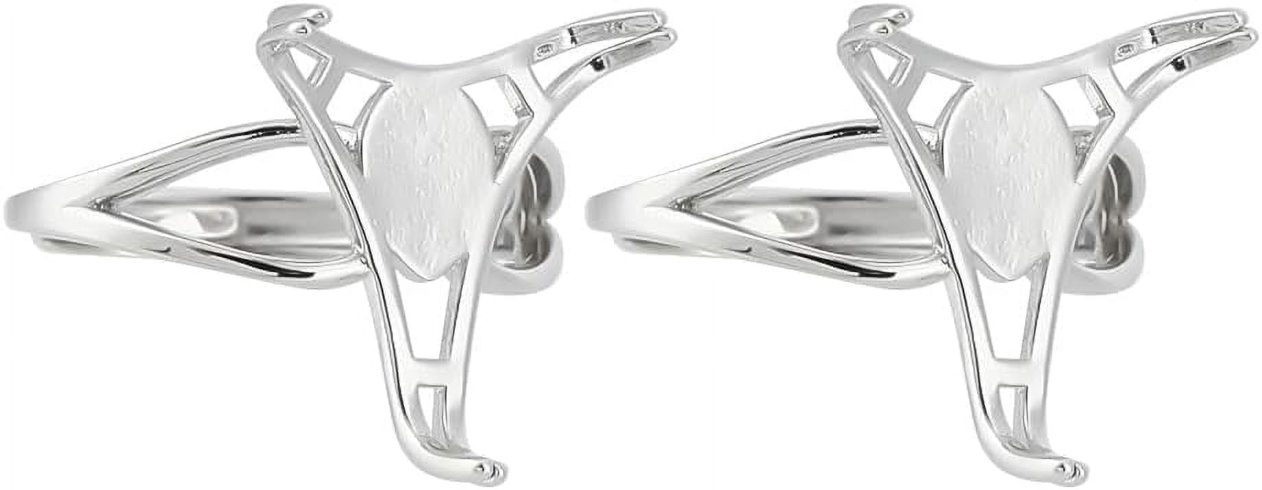 2 Pcs 925 Sterling Silver Ring Bases Adjustable Prong Ring Settings ...