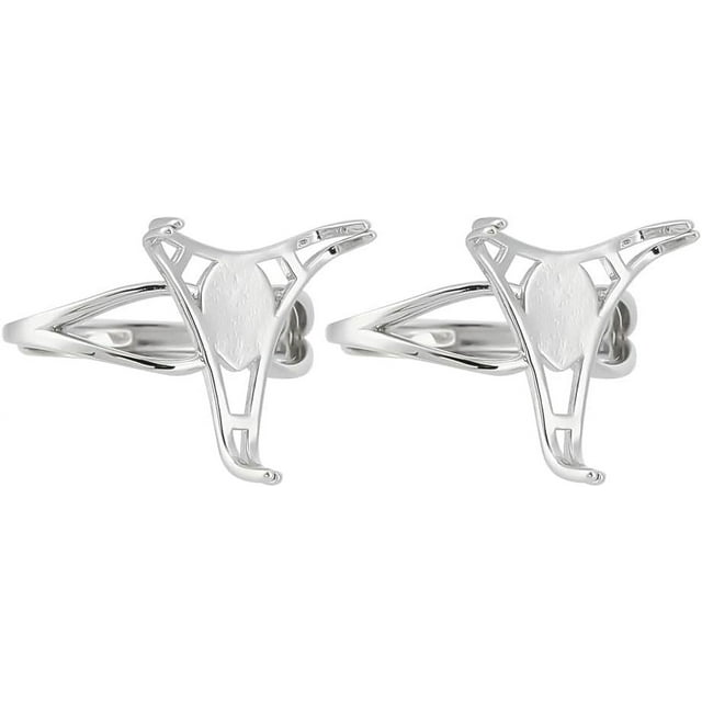 2 Pcs 925 Sterling Silver Ring Bases Adjustable Prong Ring Settings Platinum Ring Blank Finger ...