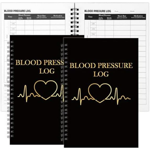 2 Pcs A5 Blood Pressure Log Book Spiral Bound Blood Pressure Log Blood ...