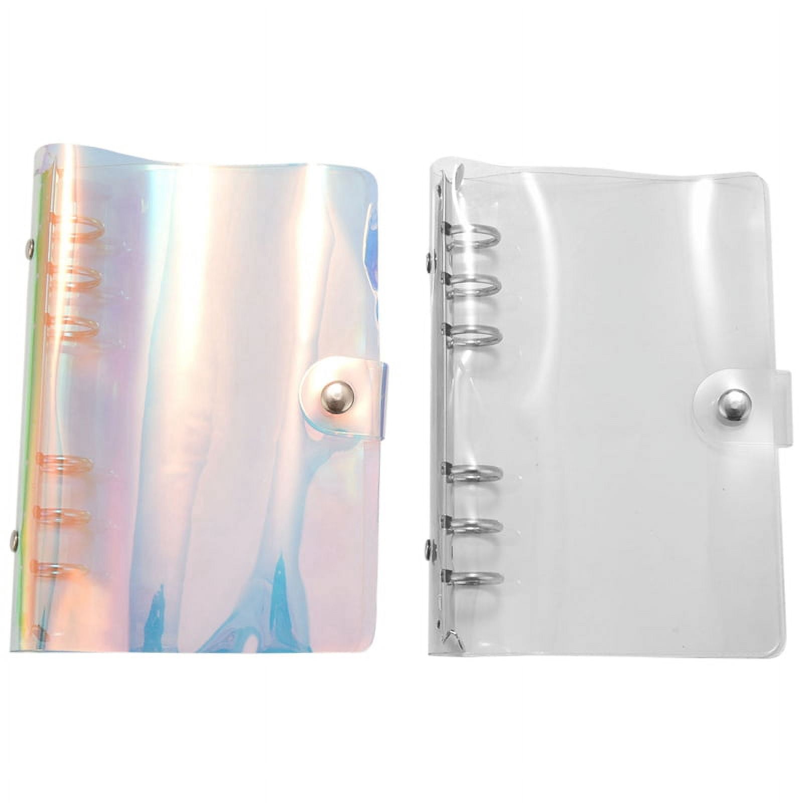 2 Pcs A6 6-Ring Rainbow Clear PVC Binder Cover Refillable Notebook ...