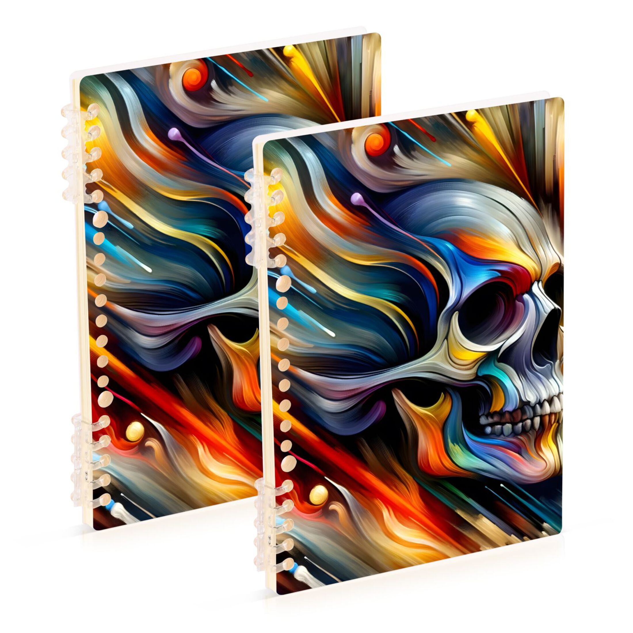 2 Pcs Abstract Colorful Skull Head Spiral Notebooks 60 Sheets 120 Pages ...