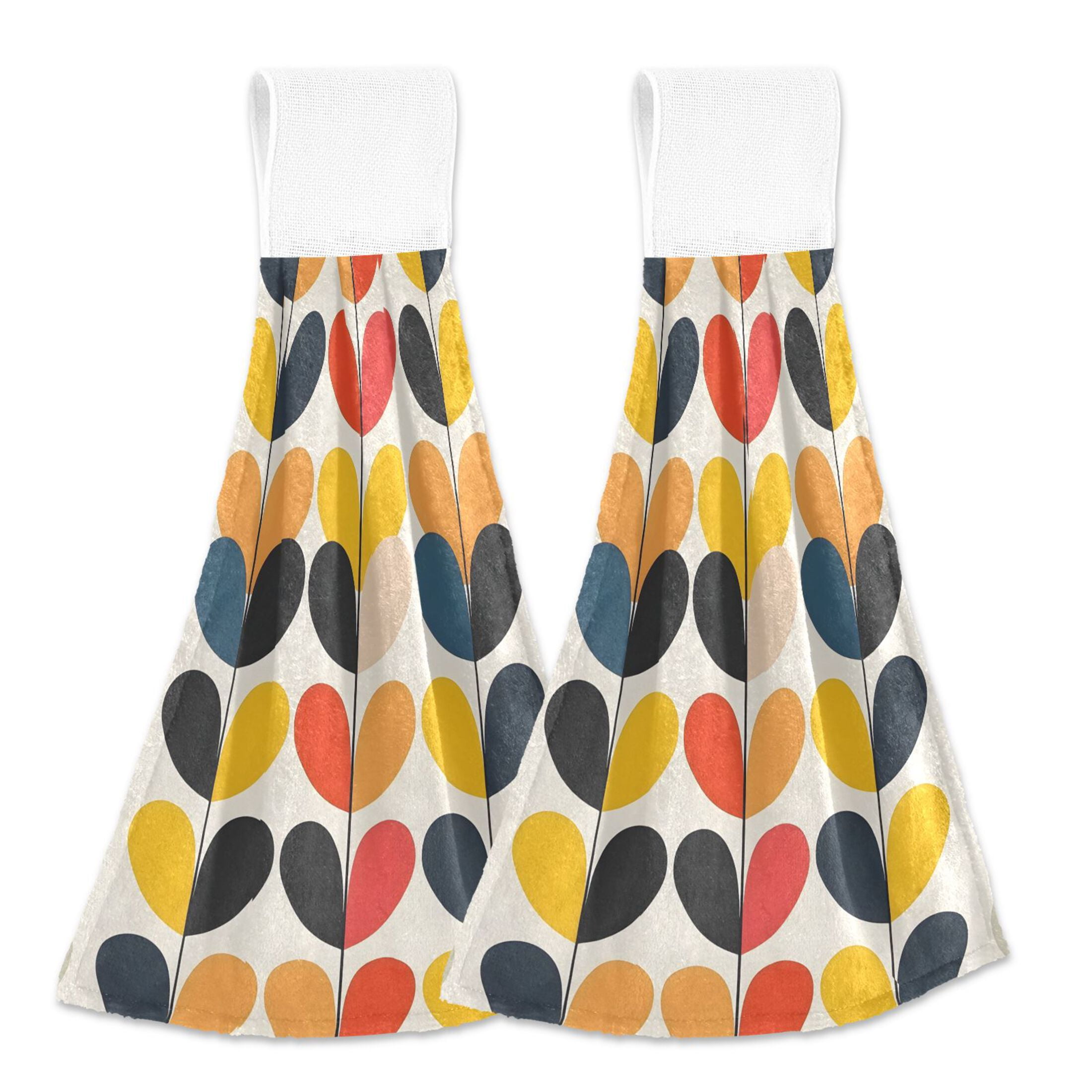 2 Pcs Abstract Heart Shapes Kitchen Hand Towels with Hanging Loops ...