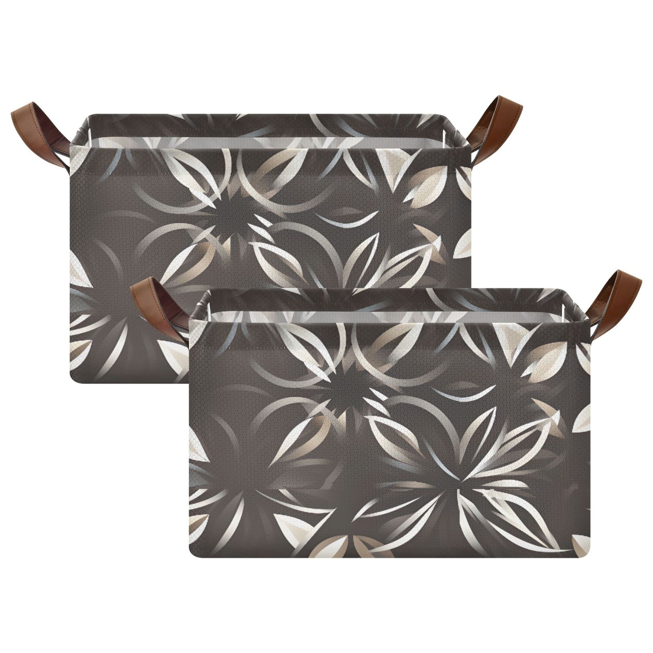 2 Pcs Abstract Silver Flower Collapsible Storage Bins Fabric Shelf ...