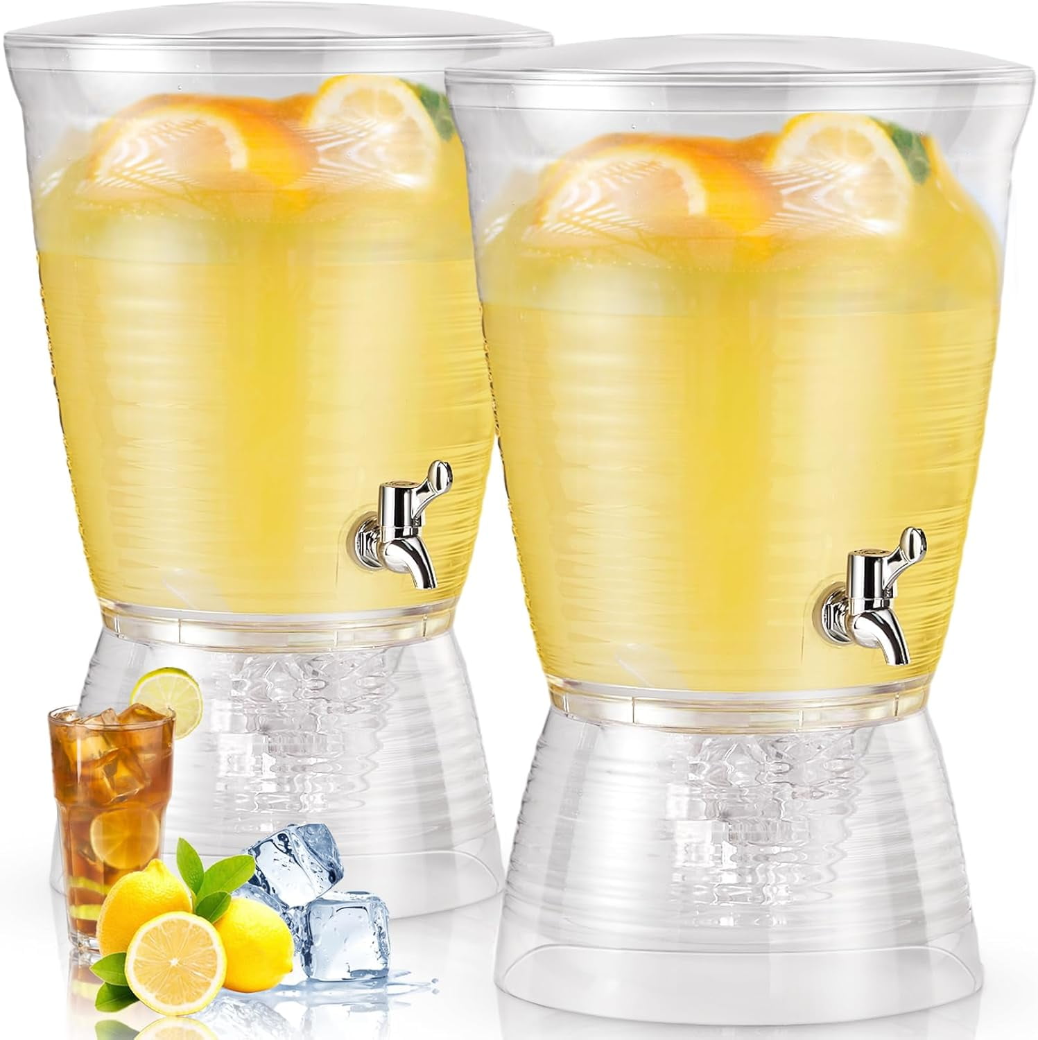 2 Pcs Acrylic Beverage Dispenser with Spigot 2.7 Gallon/ 10 l Clear ...