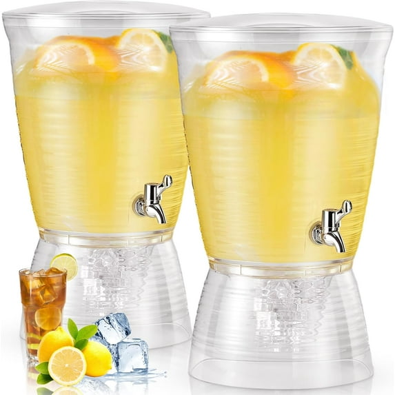 2 Pcs Acrylic Beverage Dispenser with Spigot 2.7 Gallon/ 10 l Clear ...