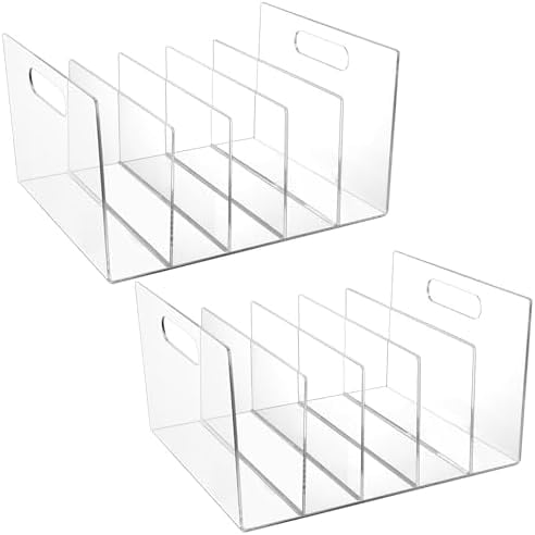 2 Pcs Acrylic File Organizer 5 Slots Clear Desktop File Collator Sturdy ...