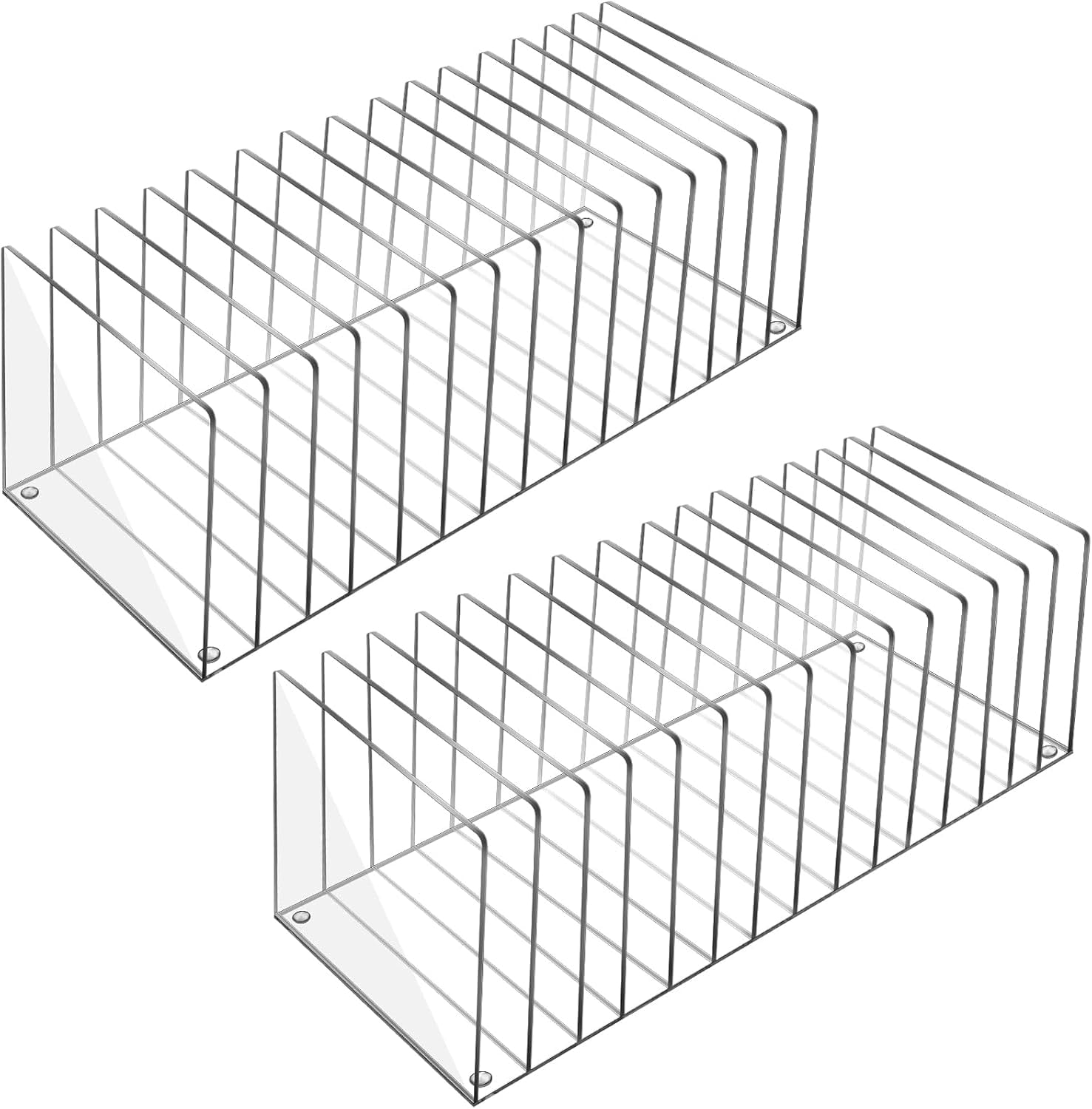 2 Pcs Acrylic File Organizer for Desk Vertical File Holder 15 ...