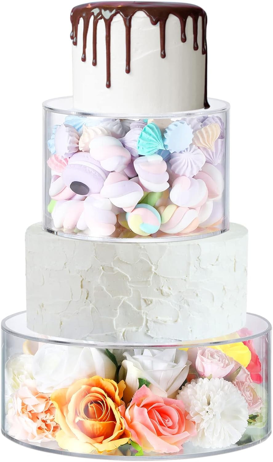 2 Pcs Acrylic Fillable Cake Stand 10 Inch and 6 Inch Clear Cake Riser ...