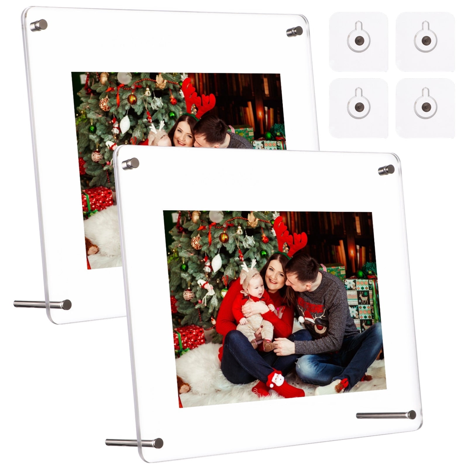 2 Pcs Acrylic Picture Frames, Clear Frameless Floating Photo Frames ...