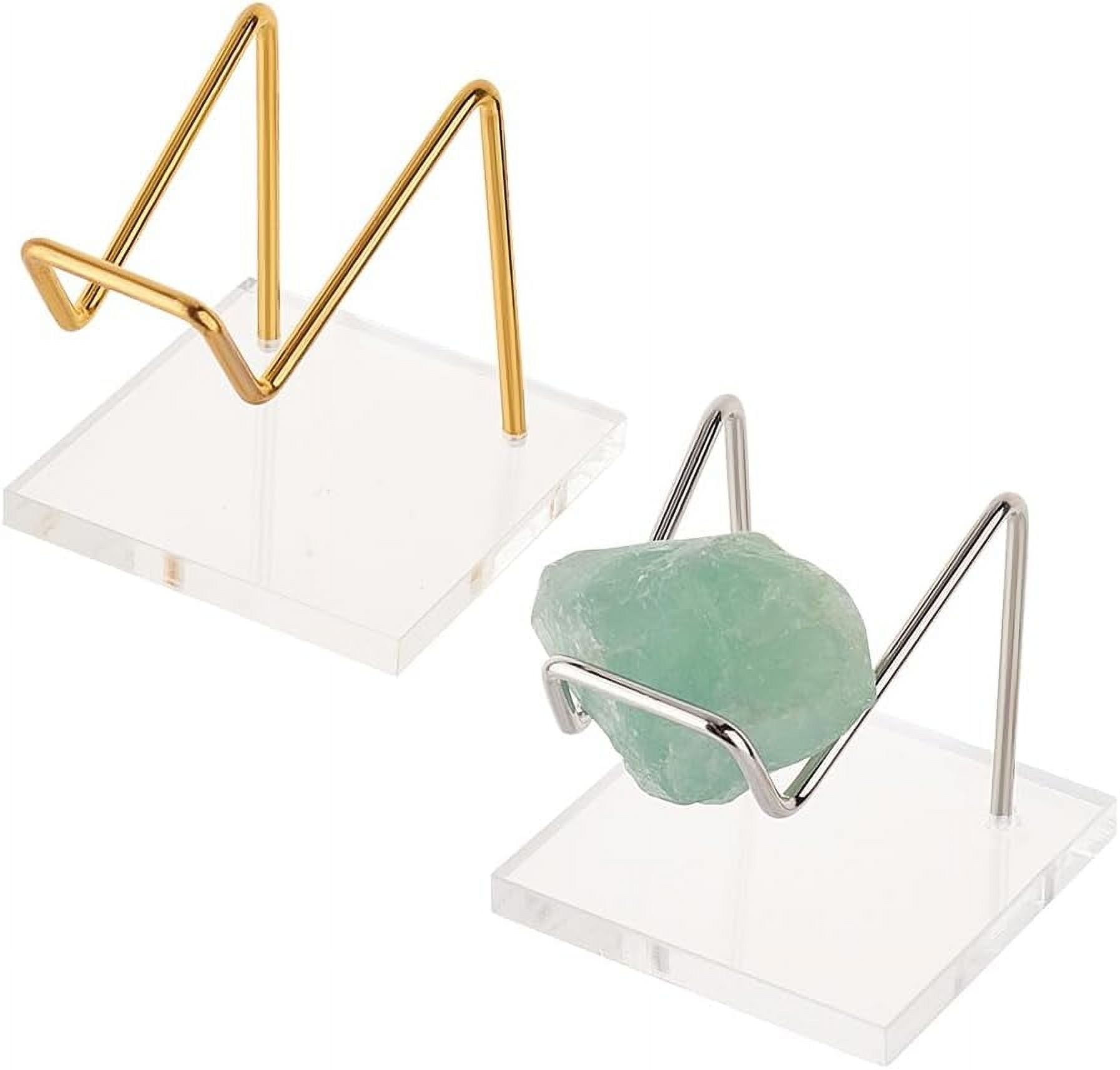 2 Pcs Acrylic Stone Display Stand 2.3x2.3x2.4 inch Platinum & Golden ...