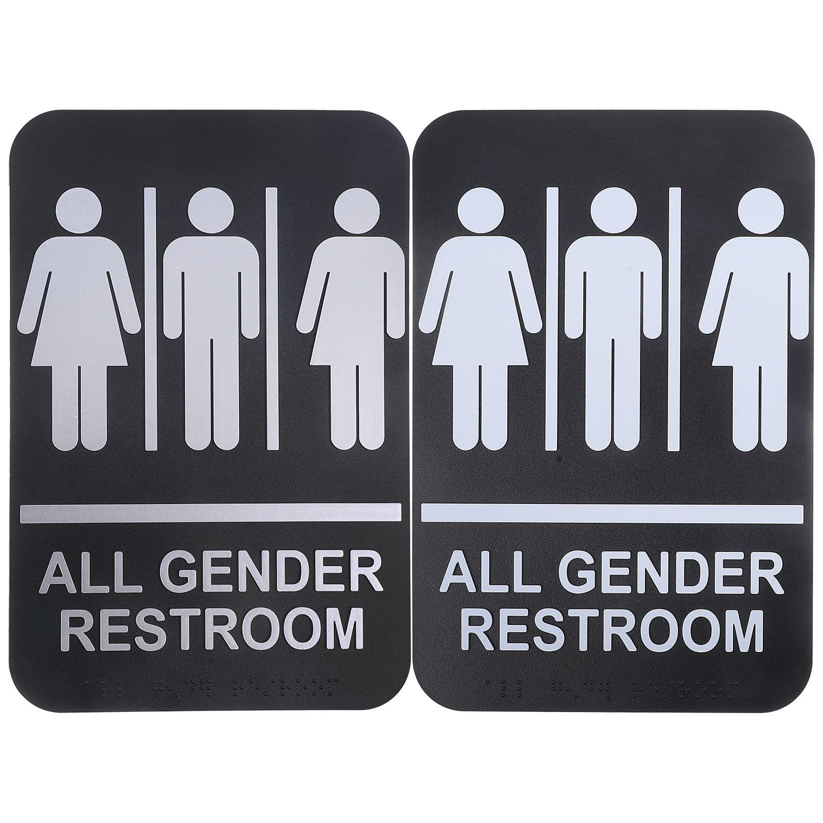 2 Pcs Ada Restroom Sign Adhesive Unisex Restroom Sign White + Silver ...