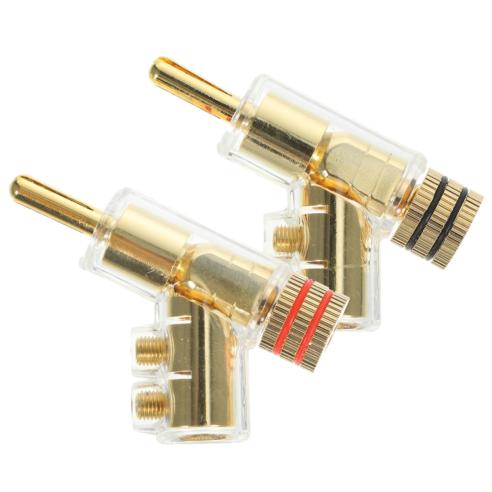 2 Pcs Adapter Hi-Fi Speaker Cable Connector Solderless Gold-plated ...