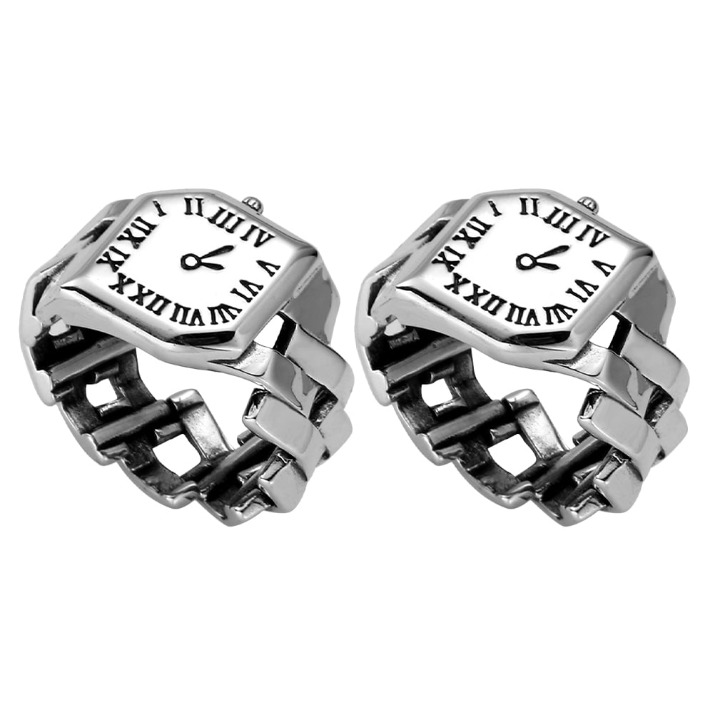 Roman Numeral Adjustable Copper Ring with Silver Bezel for Decor Use 2 ...