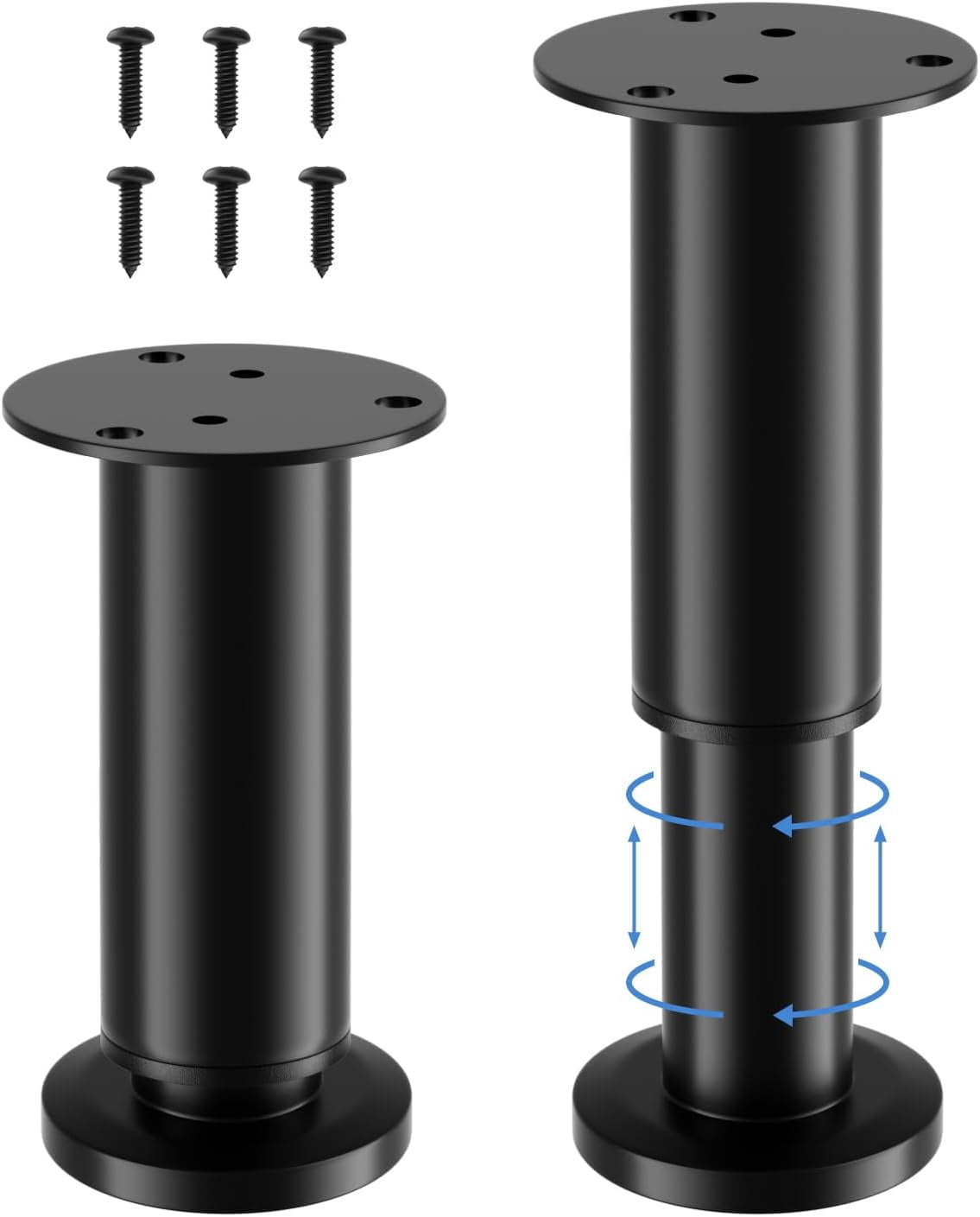 2 Pcs Adjustable Height Furniture Legs 4.72-7.08inch, Upgrade Under ...