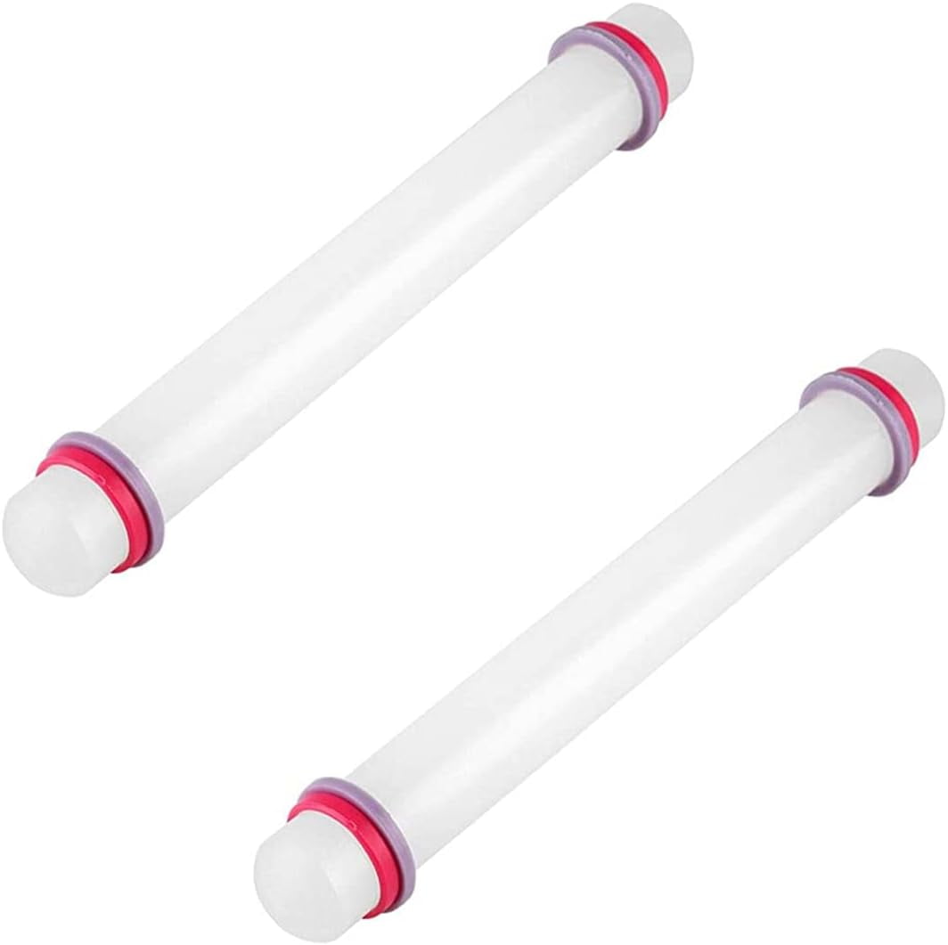 2 Pcs Adjustable Rolling Pin with Removable Rings Non Stick Fondant 9 ...
