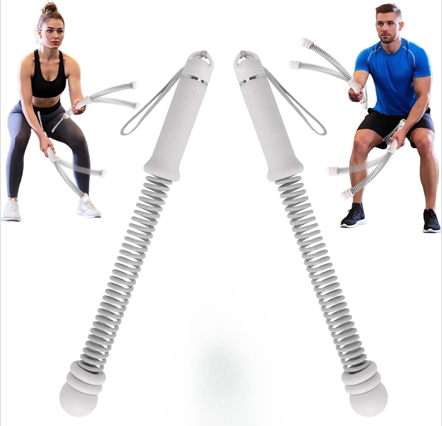 2 Pcs Adjustable Ropeless Battle Ropes, Adjustable Resistance Workout ...