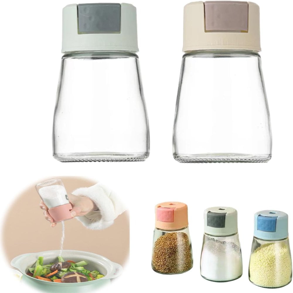 2 Pcs Adjustable Salt and Pepper Shakers Spice Dispenser ，Glass Salt ...