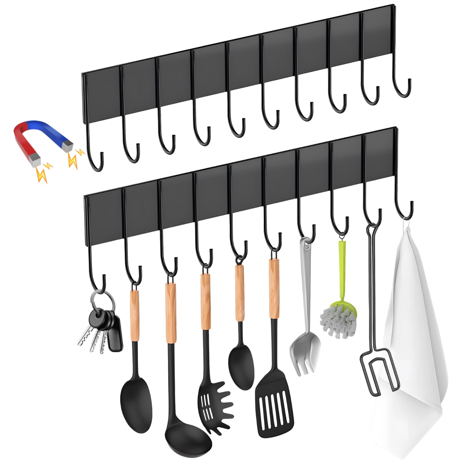 2 Pcs Adsorbent Kitchen Utensils Hanger, Wall-mounted Cooking Utensils ...