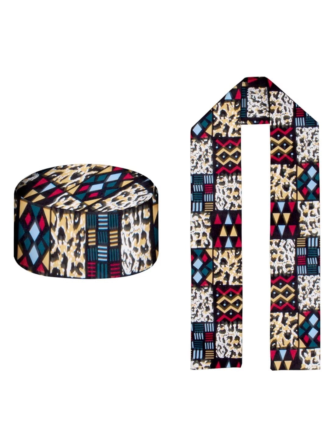 2 Pcs African Print Kente Dashiki Hat Men Cotton Hat Black African