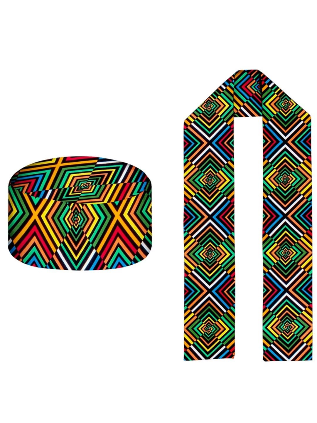 2 Pcs African Print Kente Dashiki Hat Men Cotton Hat Black African