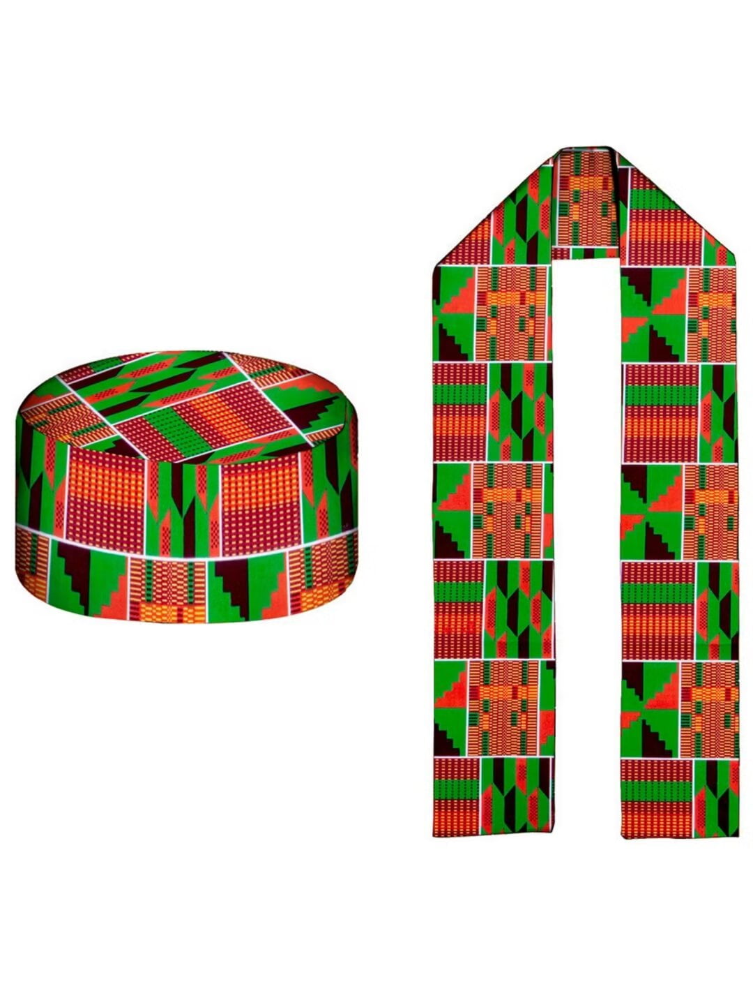 2 Pcs African Print Kente Dashiki Hat Men Cotton Hat Black African