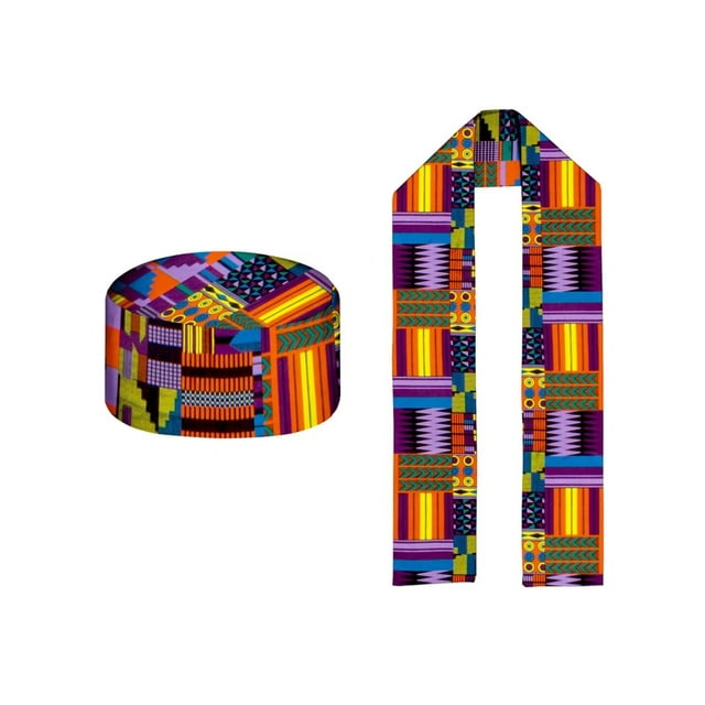 2 Pcs African Print Kente Dashiki Hat Men Cotton Hat Black African