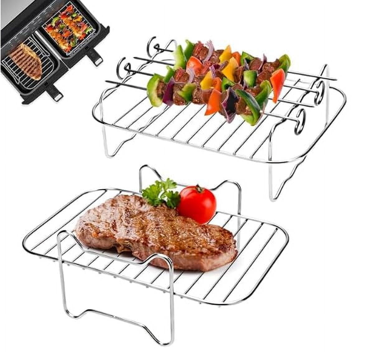 2 Pcs Air Fryer Rack for Double Basket Air Fryers, Multi-Purpose Air ...