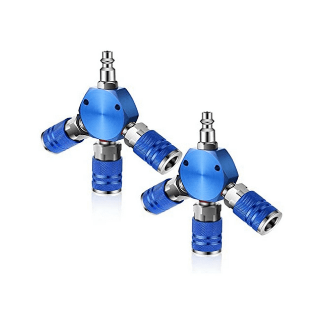 2 Pcs Air Hose Connectors 3 Way Air Hose Fittings 14 In Npt Air Compressor Fittings Air