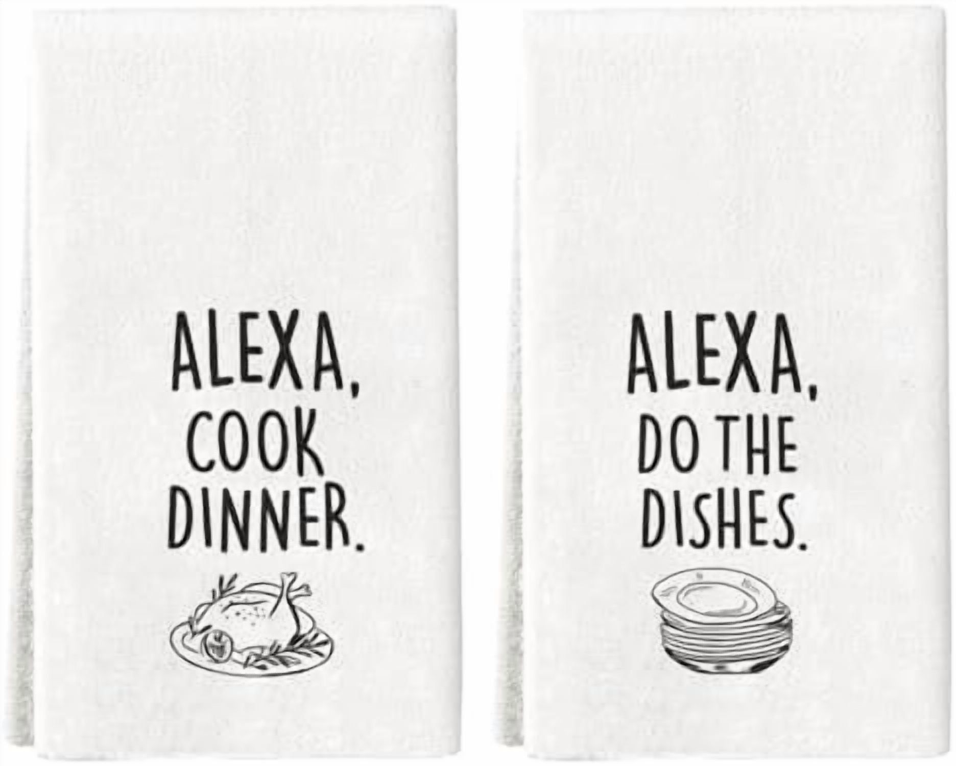 2 Pcs Alexa Cook Dinner Funny Kitchen Towels Gift for Women, New House ...