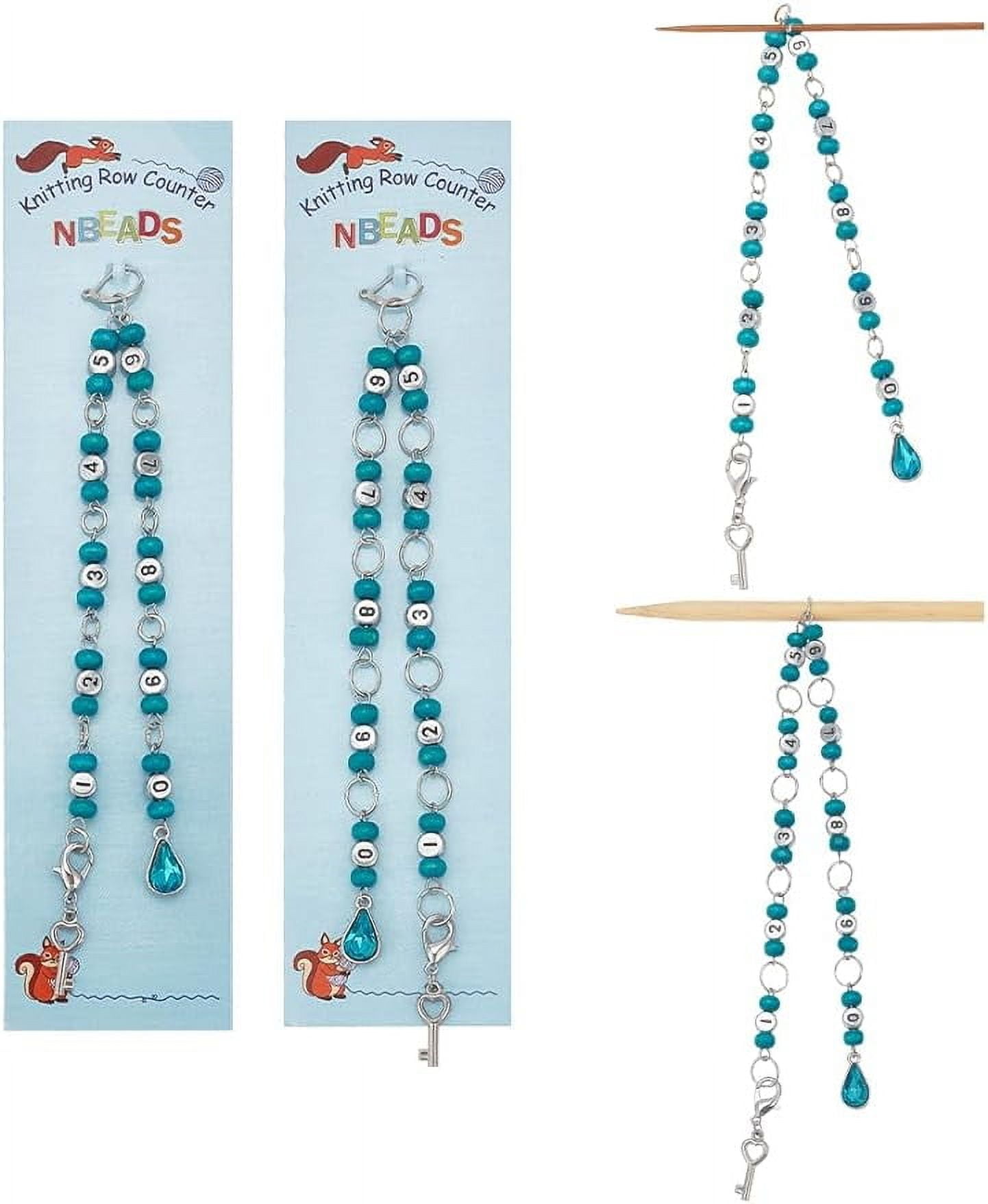 2 Pcs Alloy Number Beads Knitting Row Counter Chains Acrylic Link Beads ...