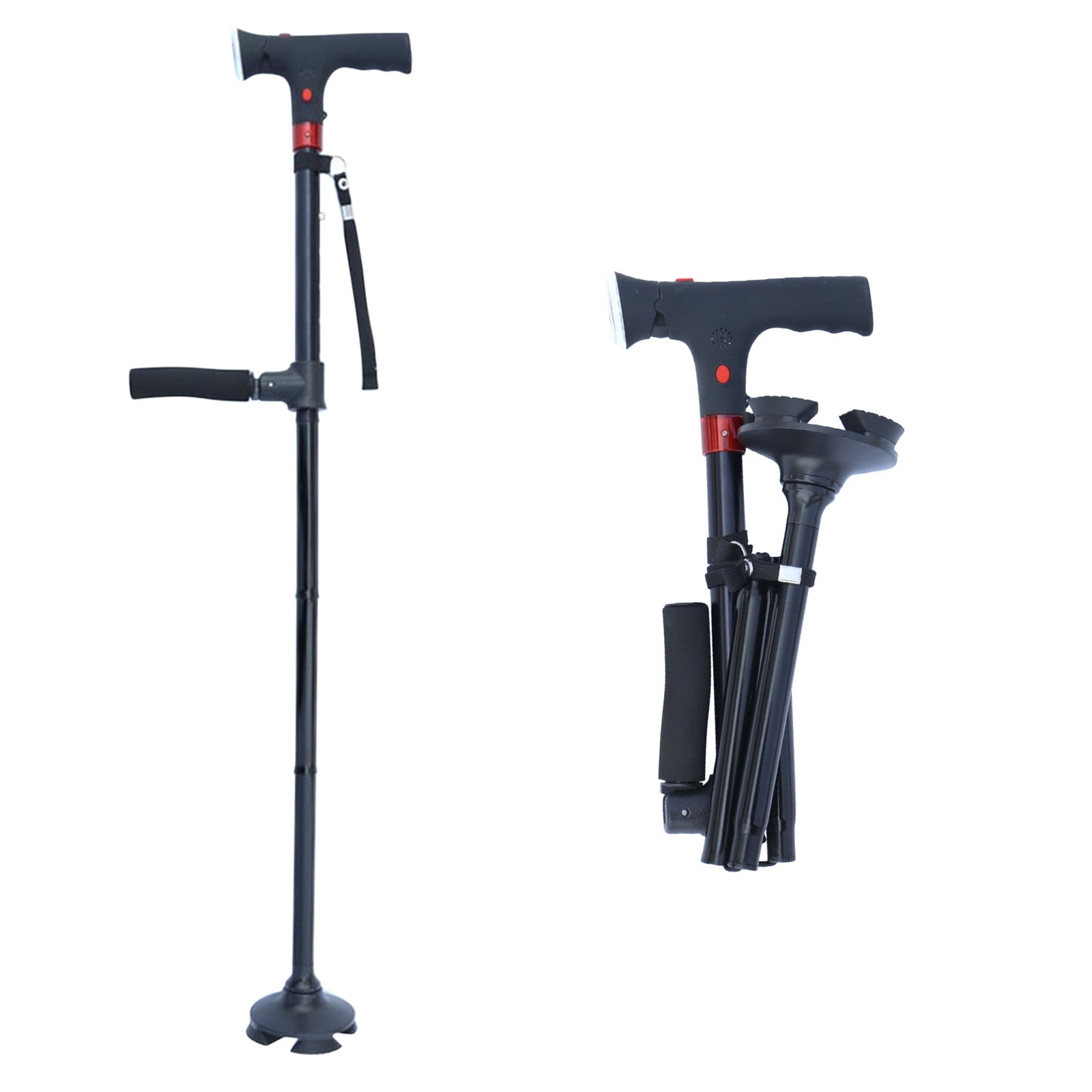 2 Pcs Aluminum Alloy 4 Legged Walking Cane with LED Light Alarm ...