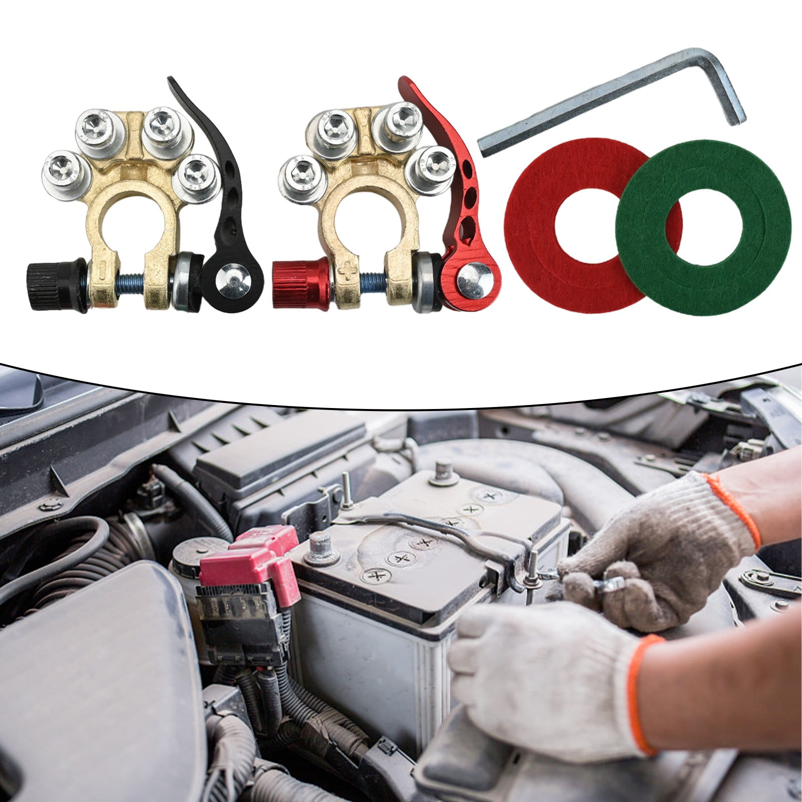 2 Pcs Aluminum Alloy Battery Terminals Connectors for Car Van Caravan ...