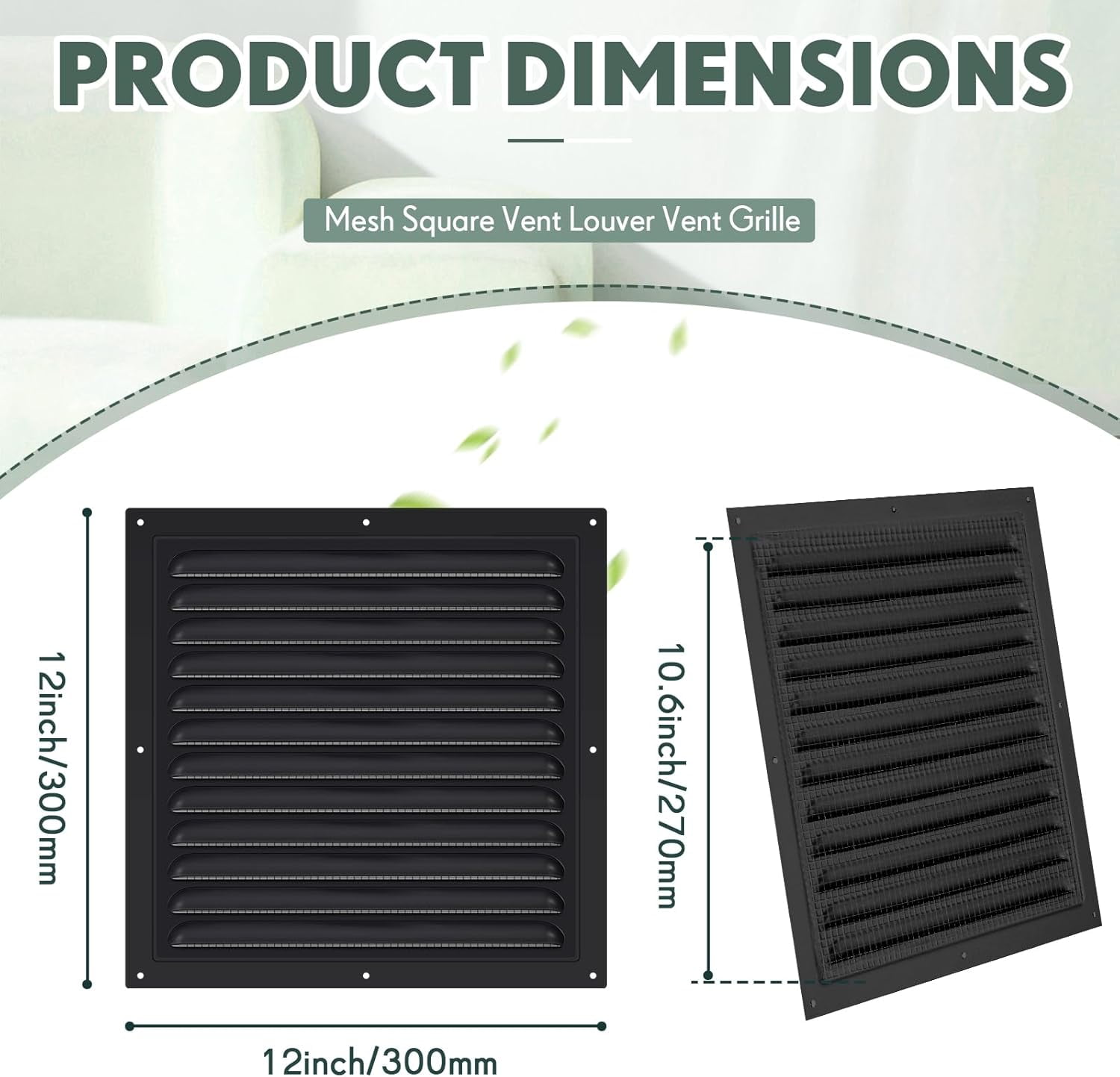 2 Pcs Aluminum Attic Vents 12x12 Metal Gable Wall Mesh Shed Vent with Screen Square Louver ...