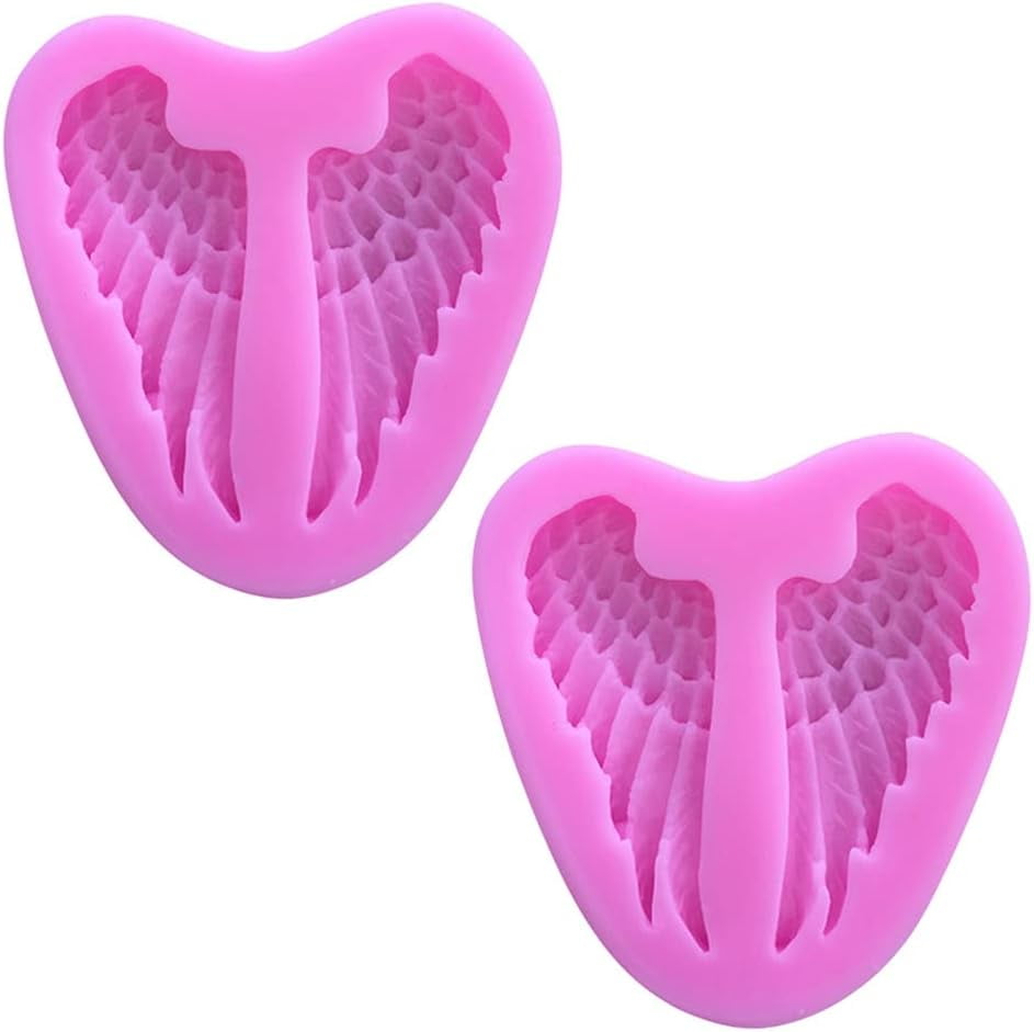 2 Pcs Angel Wings Silicone Moulds 3D Decoration Baking Moulds DIY Pink ...