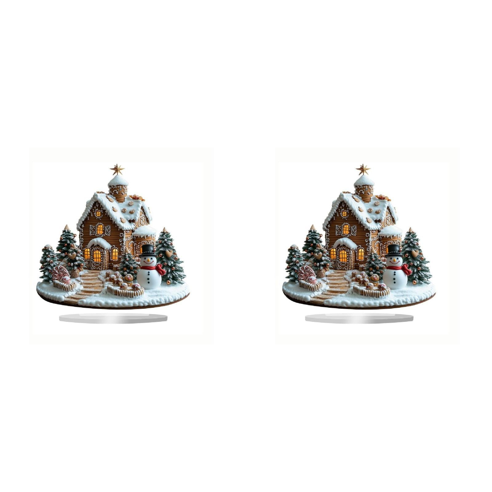 2 Pcs Animated Collection Figurines Musical Christmas Gingerbread House ...