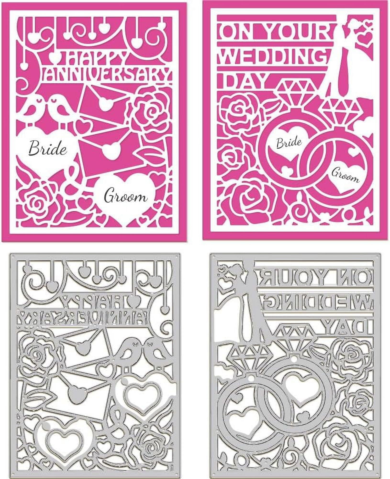 2 Pcs Anniversary Frame Metal Die Cuts Wedding Cut Dies Metal Stencils ...