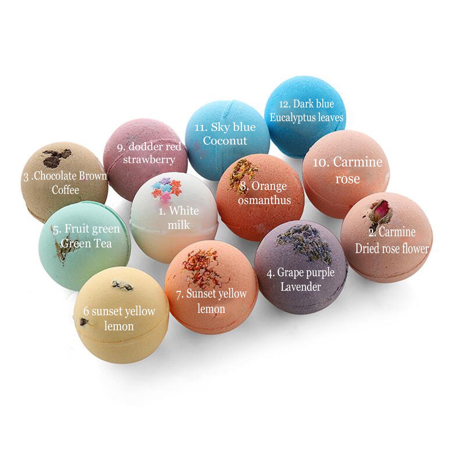 2 Pcs Aromatherapy Bath Bombs with Essential Oils Set of 12 ...