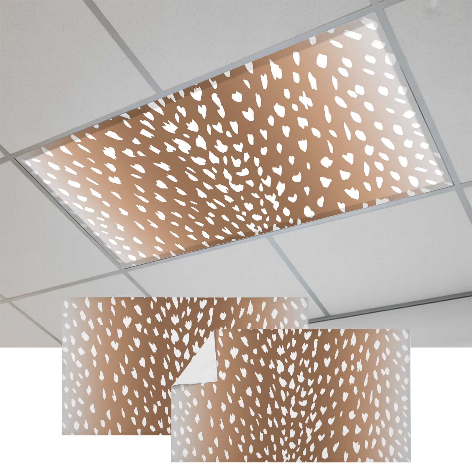 2 Pcs Art Brown Fluorescent Light Covers Vintage White Polka Dots Brown ...