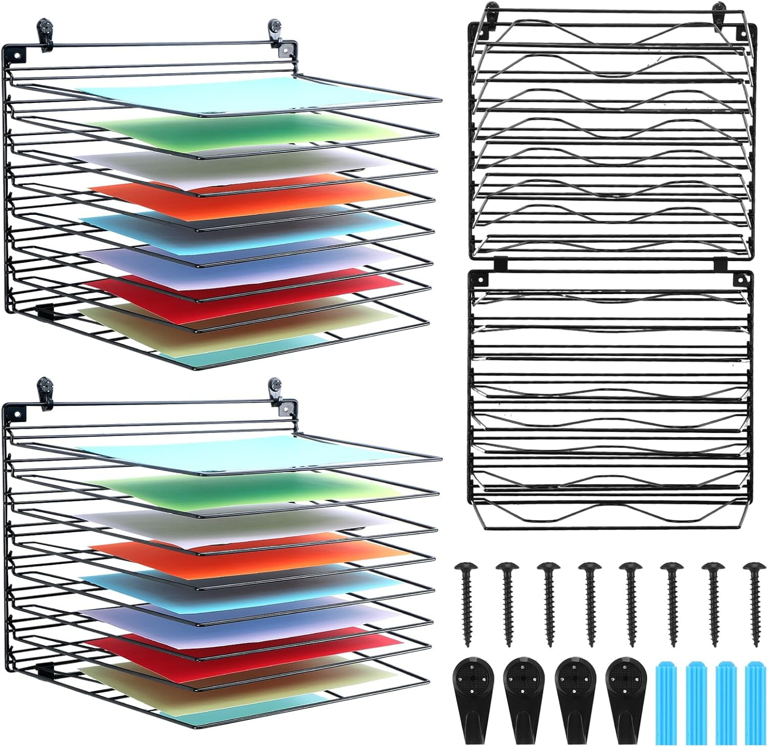 2 Pcs Art Drying Rack for Classroom with 16 Removable Shelves, No Drill ...