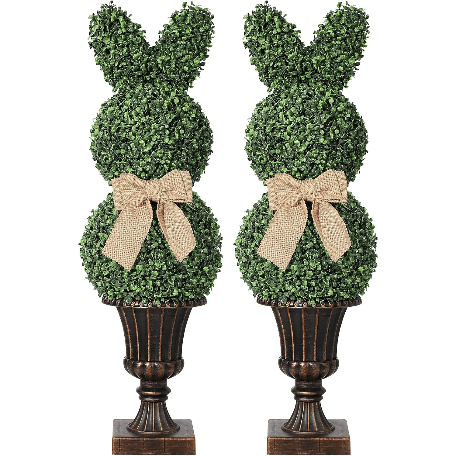 2 Pcs Artificial Bunnies-Shaped Topiary Tree,3.25FT Faux Rabbit Potted ...