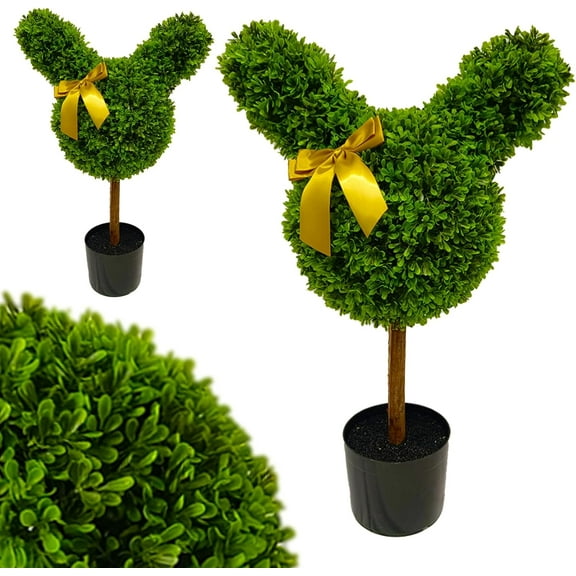 12Inch Easter Artificial Green Boxwood Bunny Shaped Topiary Tree with ...