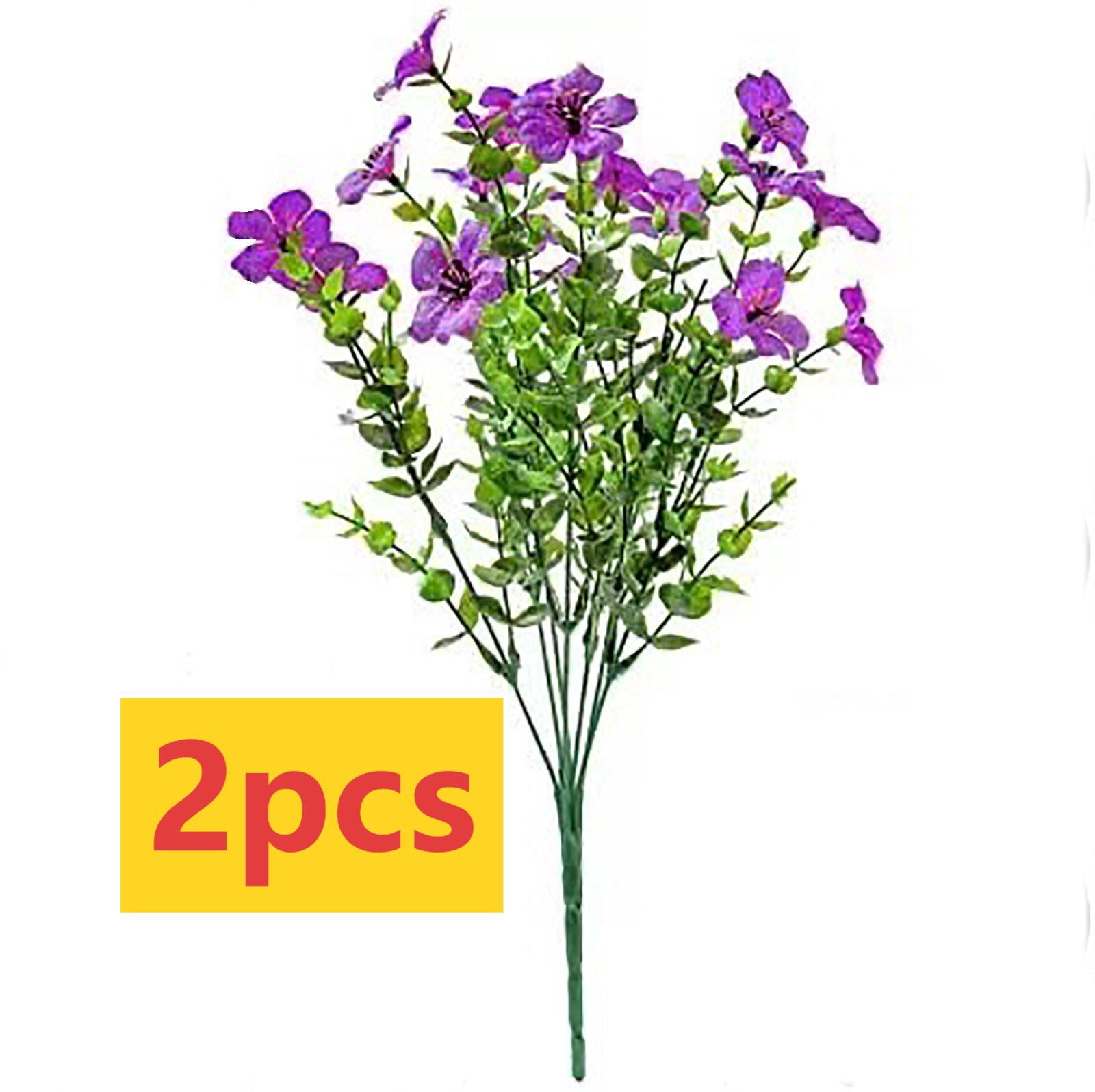2 Pcs Artificial Flowers for Outdoor,UV Resistant No Fade Fake Plastic ...