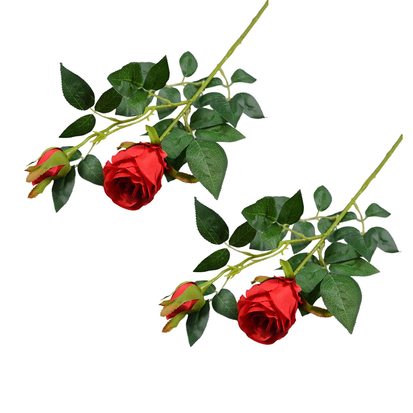 2 Pcs Artificial Flowers Roses Real Touch Bridal Wedding Bouquet for ...