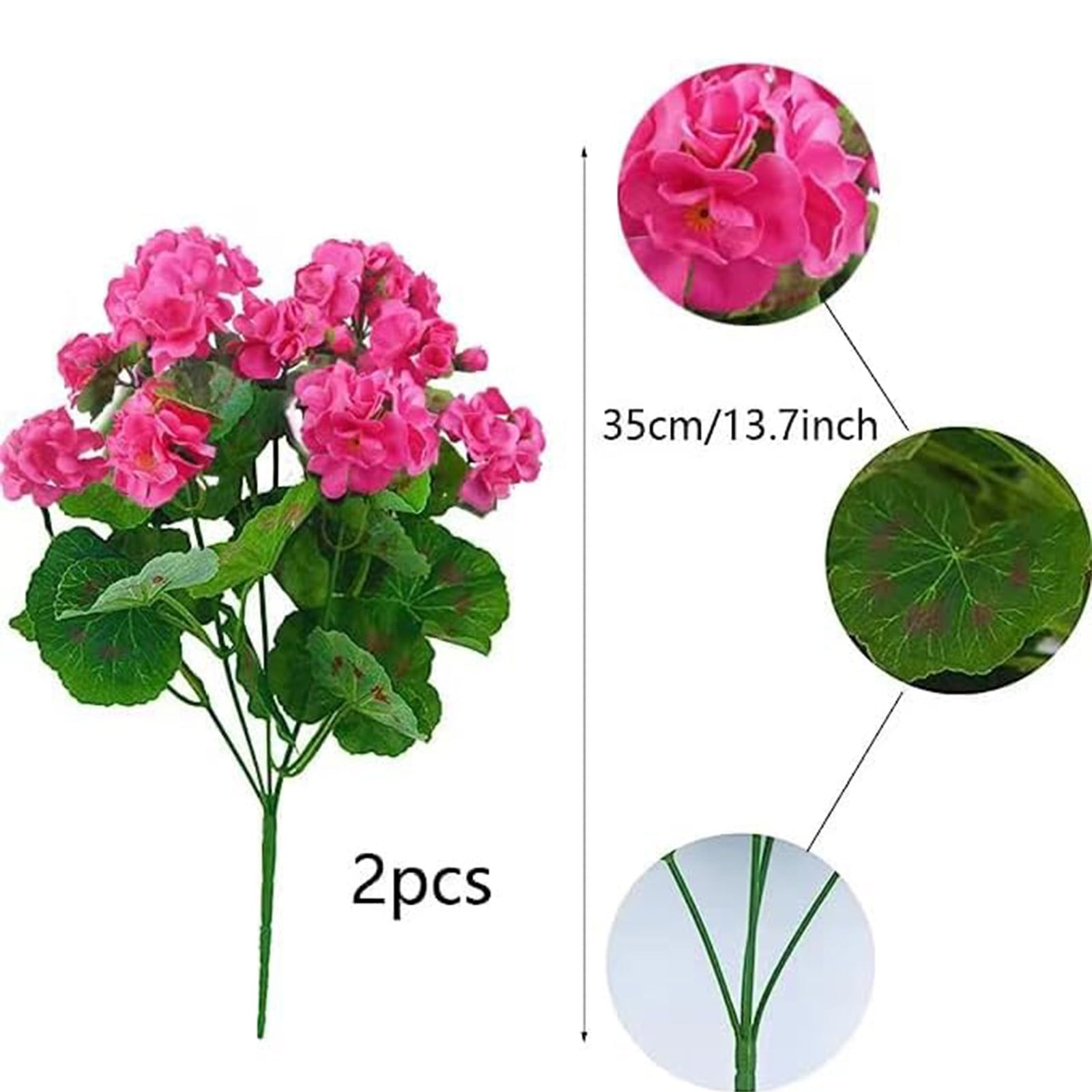 2 Pcs Artificial Geraniums for Outdoor, Realistic Silk Flowers Plants ...