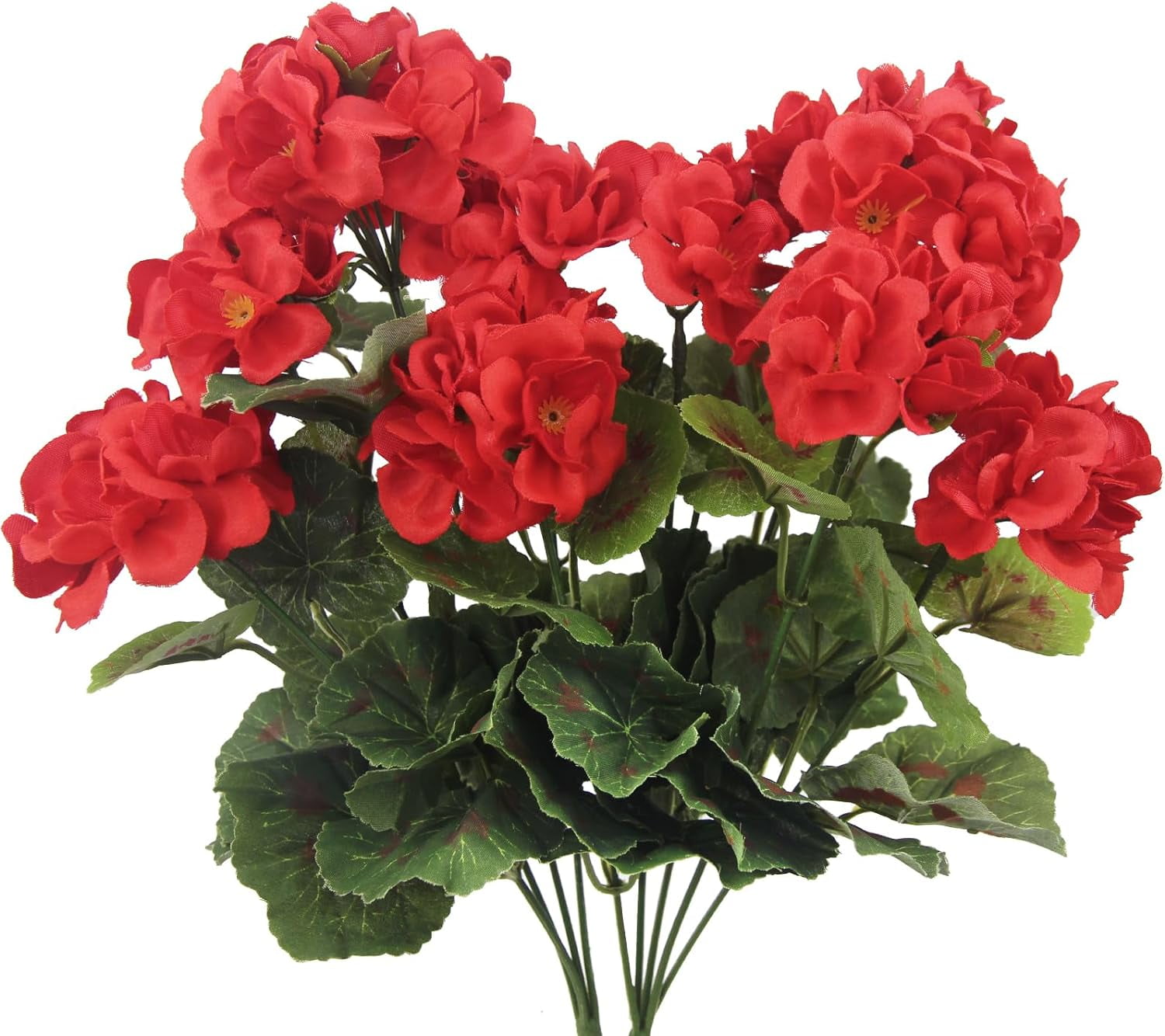 2 Pcs Artificial Geraniums Silk Flowers Outdoor Artificial Red Geranium ...