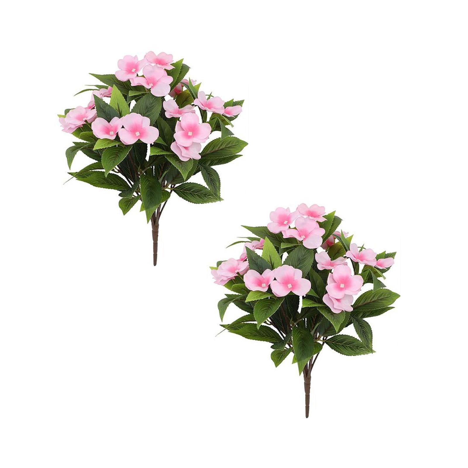2 Pcs Artificial Impatiens Flowers for Outdoors Faux Impatiens Bushes ...