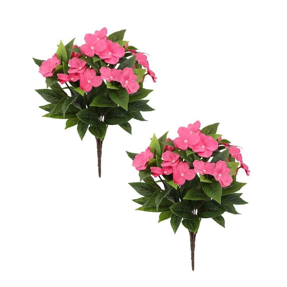 2 Pcs Artificial Impatiens Flowers for Outdoors Faux Impatiens Bushes ...