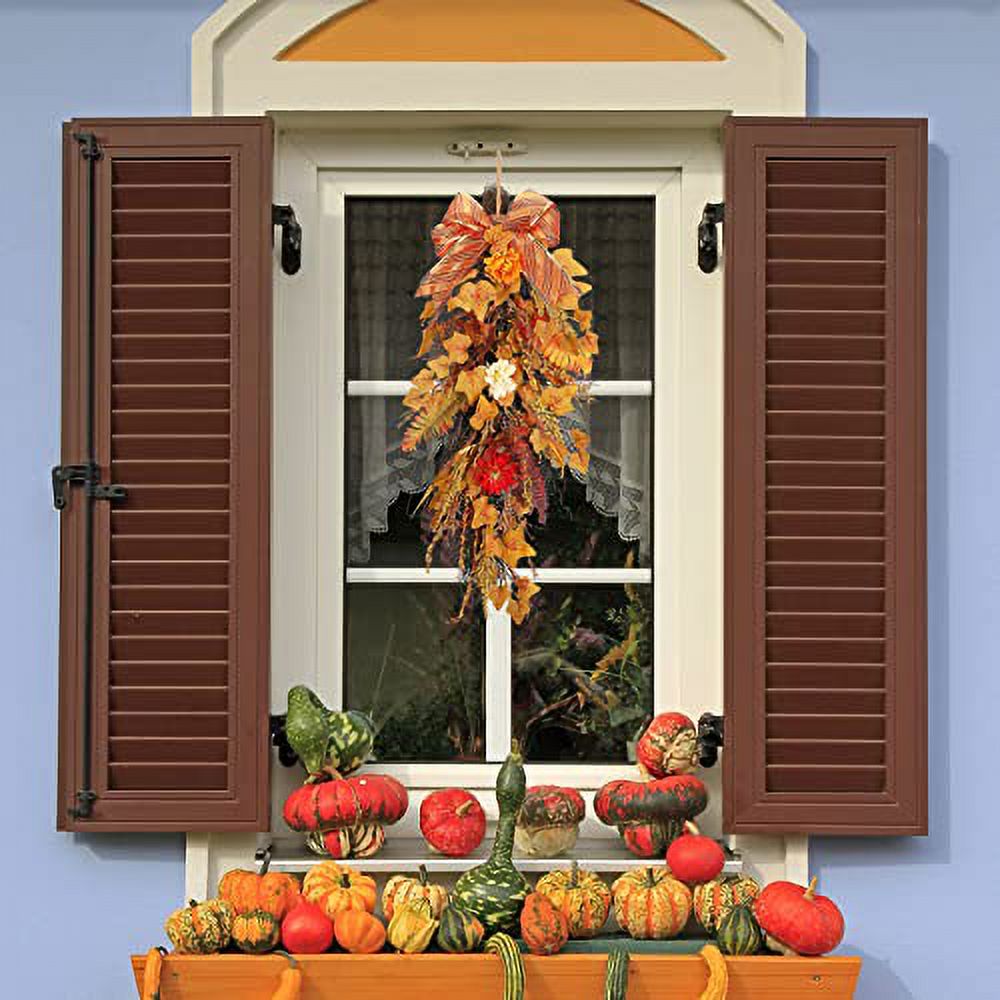 2 Pcs Artificial Maple Swags Wreaths, 23.6 Autumn Harvest Swag, Fall ...